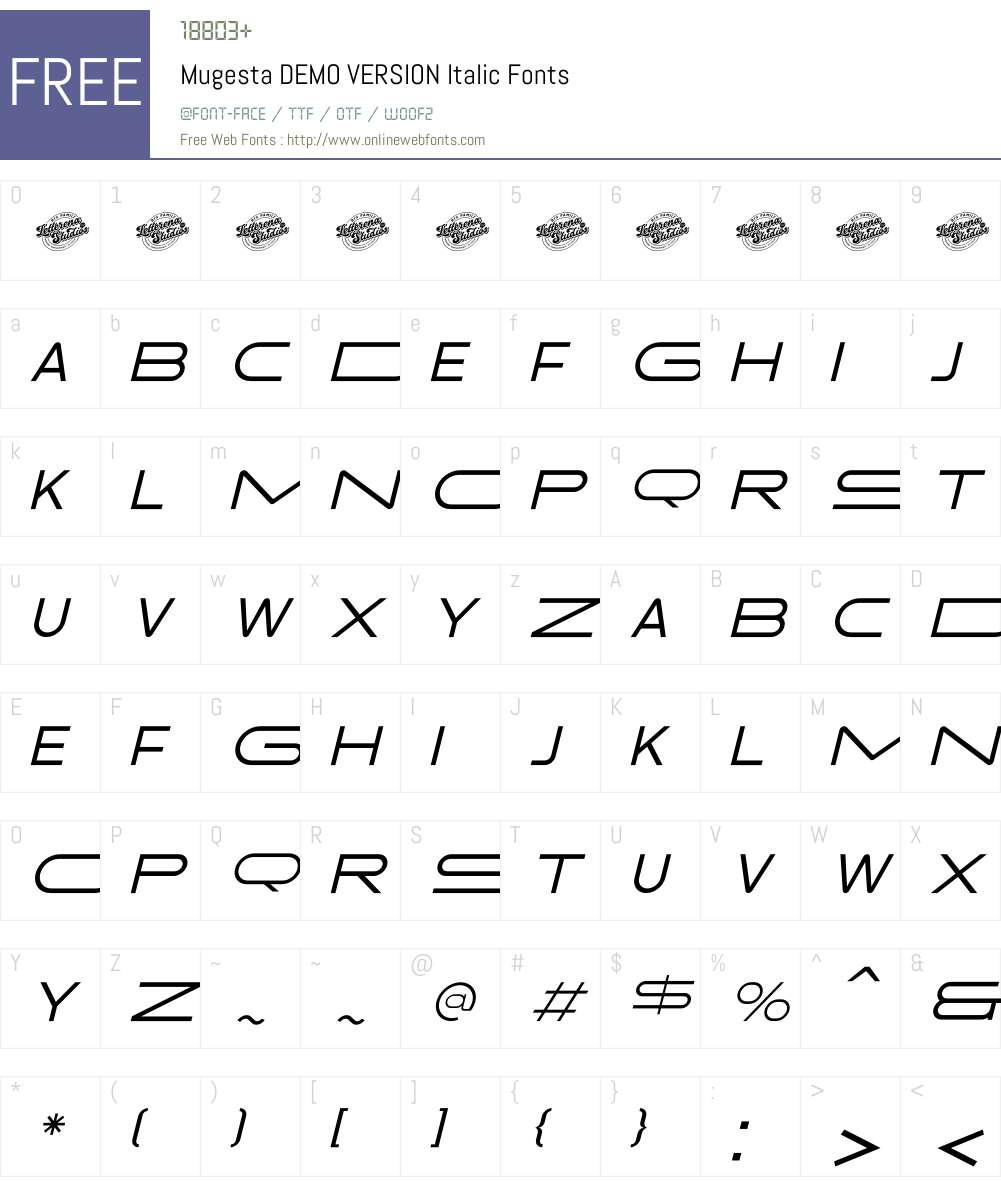 Mugesta DEMO VERSION 1.00;December 21, 2023;FontCreator 13.0.0.2683 32-bit Fonts Free Download ...