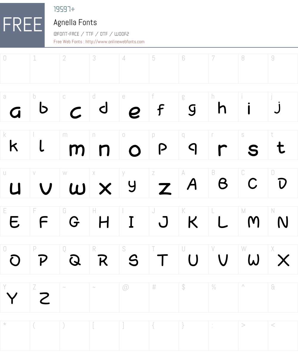 Agnella 1.00;November 13, 2018;FontCreator 11.5.0.2422 64-bit Fonts ...