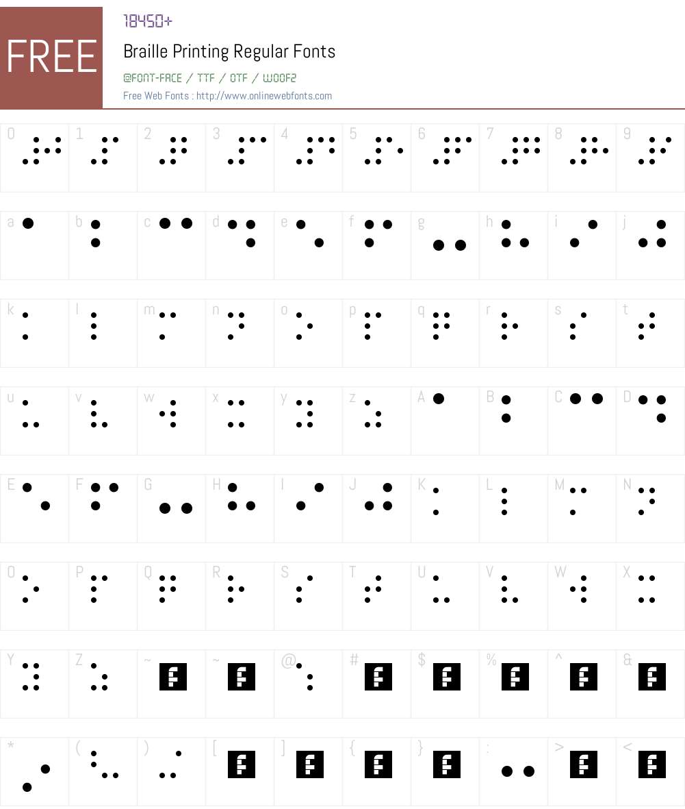 Braille Printing Regular 1.0 Fonts Free Download - OnlineWebFonts.COM