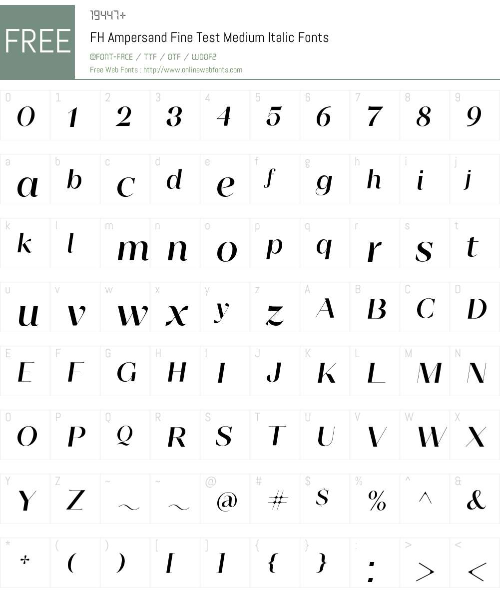FH Ampersand Fine Test Medium It 3.000;Glyphs 3.1.1 (3148) Fonts Free ...