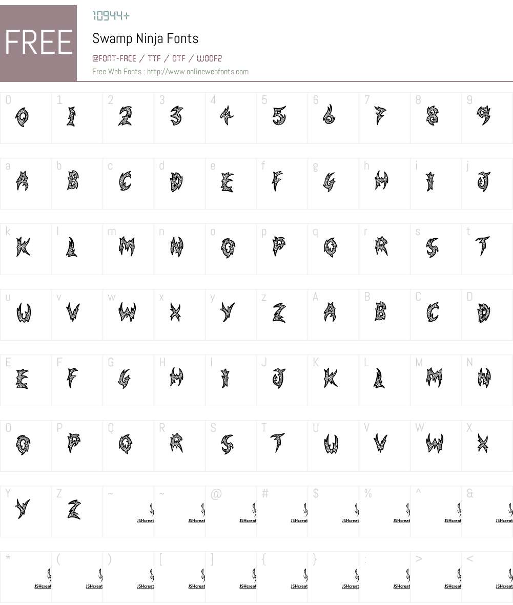 Swamp Ninja 1.00;July 21, 2024;FontCreator 12.0.0.2567 64-bit Fonts ...