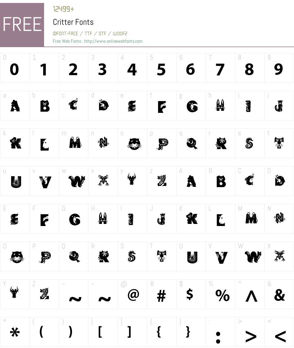 Critter 001.000 Fonts Free Download - OnlineWebFonts.COM