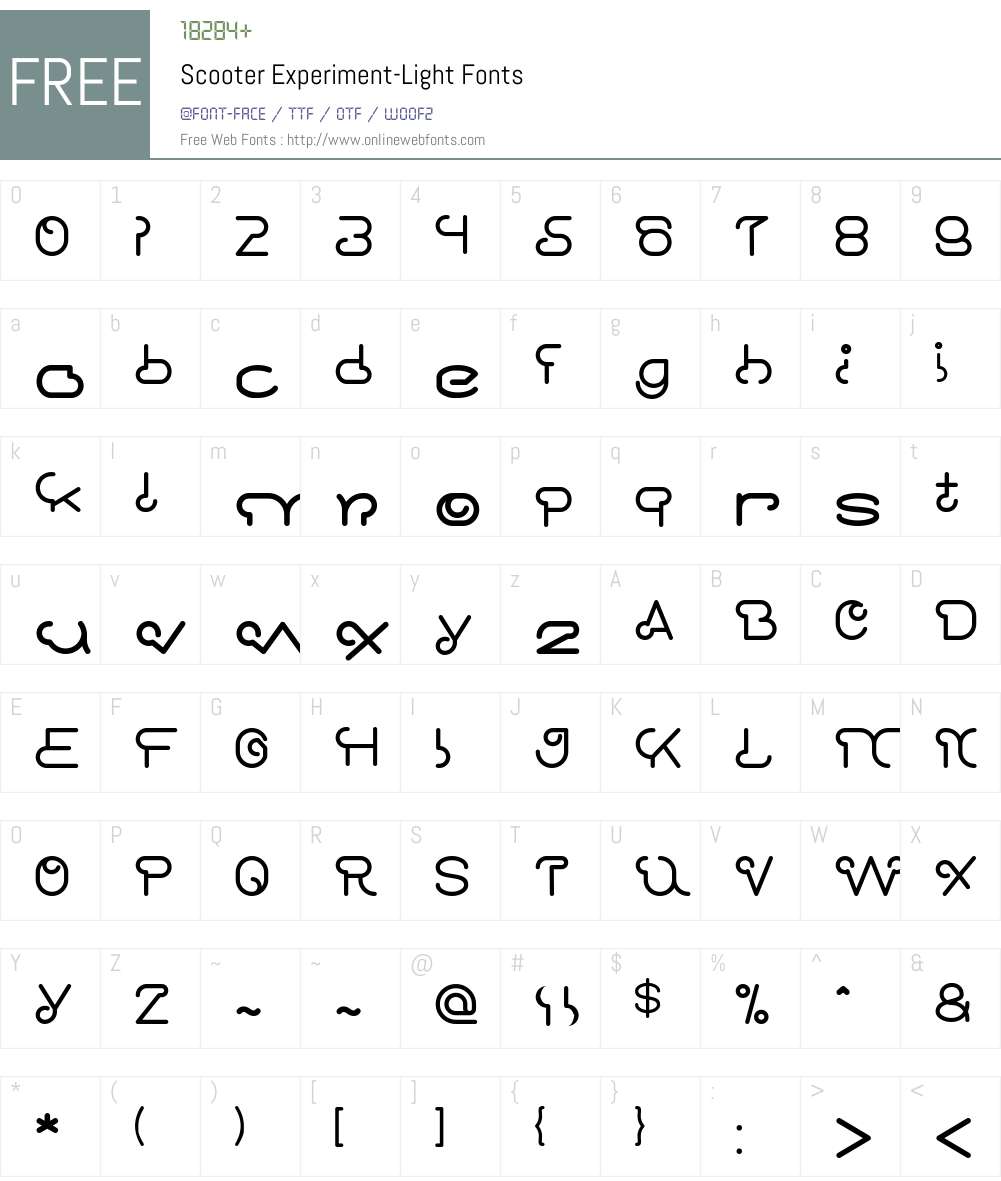 Scooter Experiment-Light 1.00;November 21, 2019;FontCreator 11.5.0.2430 ...