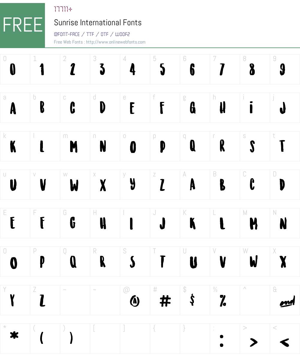 Sunrise International 1.00 Sunrise International Typeface (Capitals ...