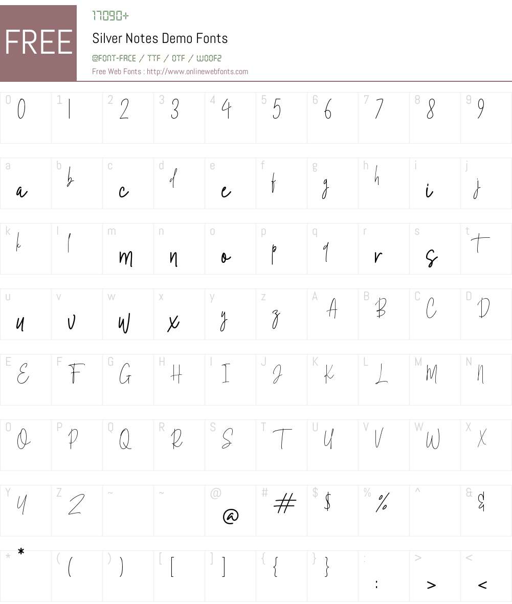 Silver Notes Demo 1.00;November 15, 2022;FontCreator 12.0.0.2563 64-bit ...