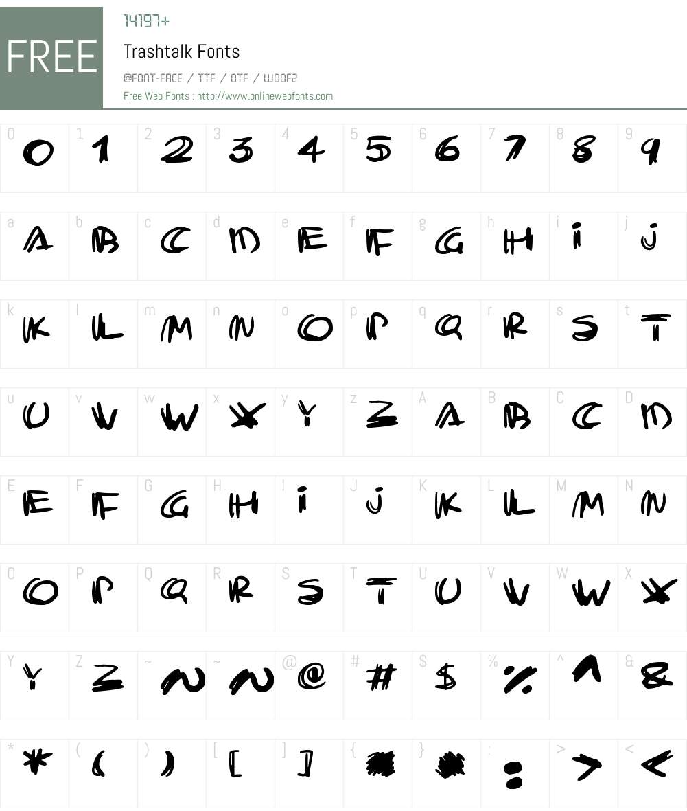 Trashtalk 1.00 July 28, 2017, initial release Fonts Free Download - OnlineWebFonts.COM