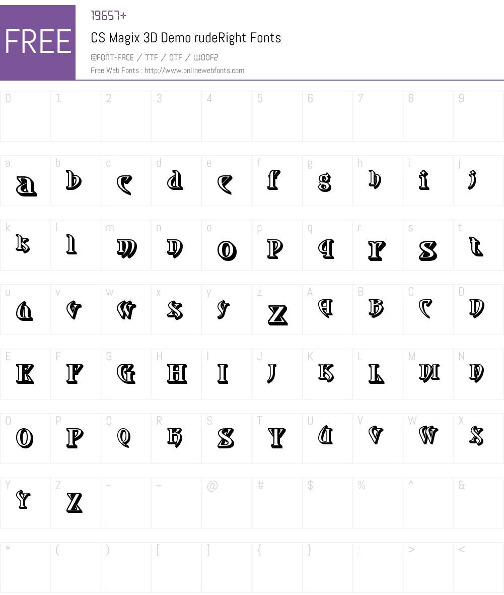 CS Magix 3D Demo rudeRight 1.000 Fonts Free Download - OnlineWebFonts.COM