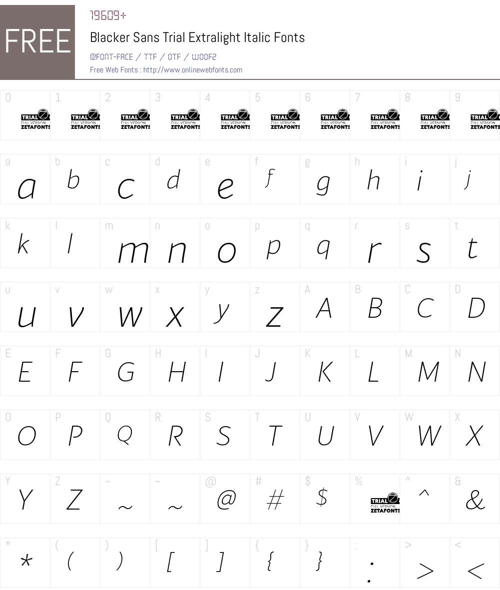 Blacker Sans Trial Extralight Italic 1.000 Fonts Free Download - OnlineWebFonts.COM