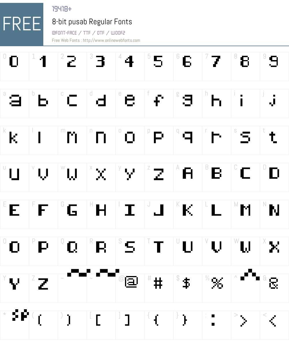 8-bit pusab Regular 1.0 Fonts Free Download - OnlineWebFonts.COM