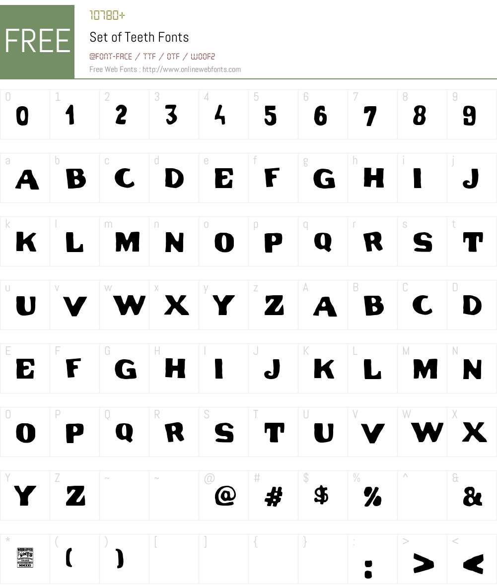 Set of Teeth 1.00;July 19, 2021;FontCreator 11.0.0.2388 64-bit Fonts ...