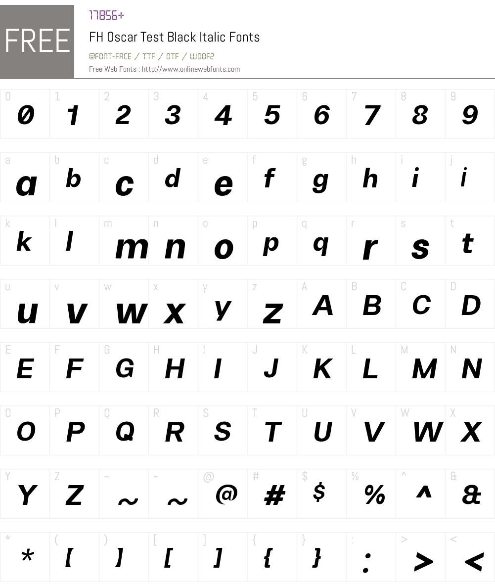 FH Oscar Test Black Italic 2.000;Glyphs 3.1.1 (3148) Fonts Free ...