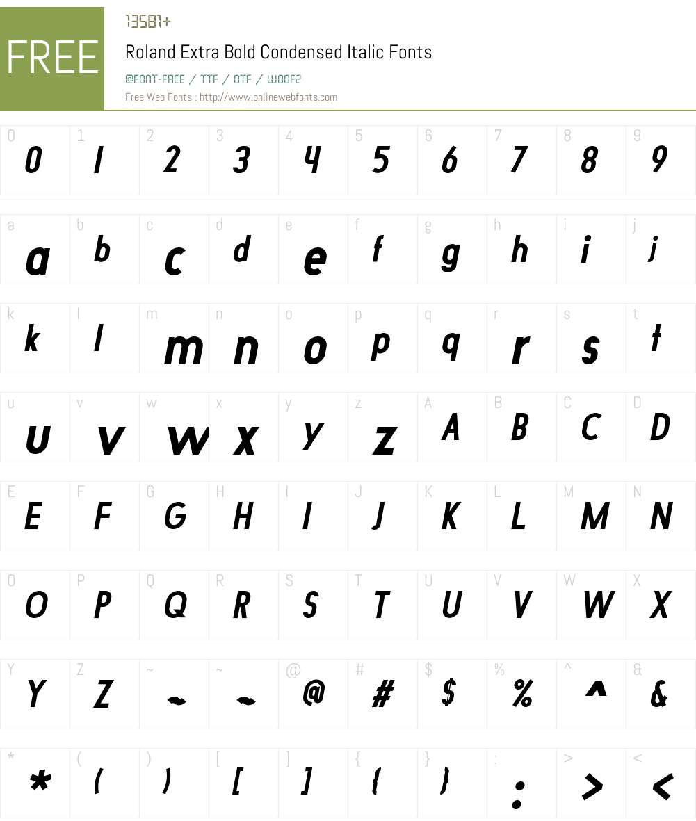 Roland Extra Bold Condensed Italic 1.000 Fonts Free Download ...