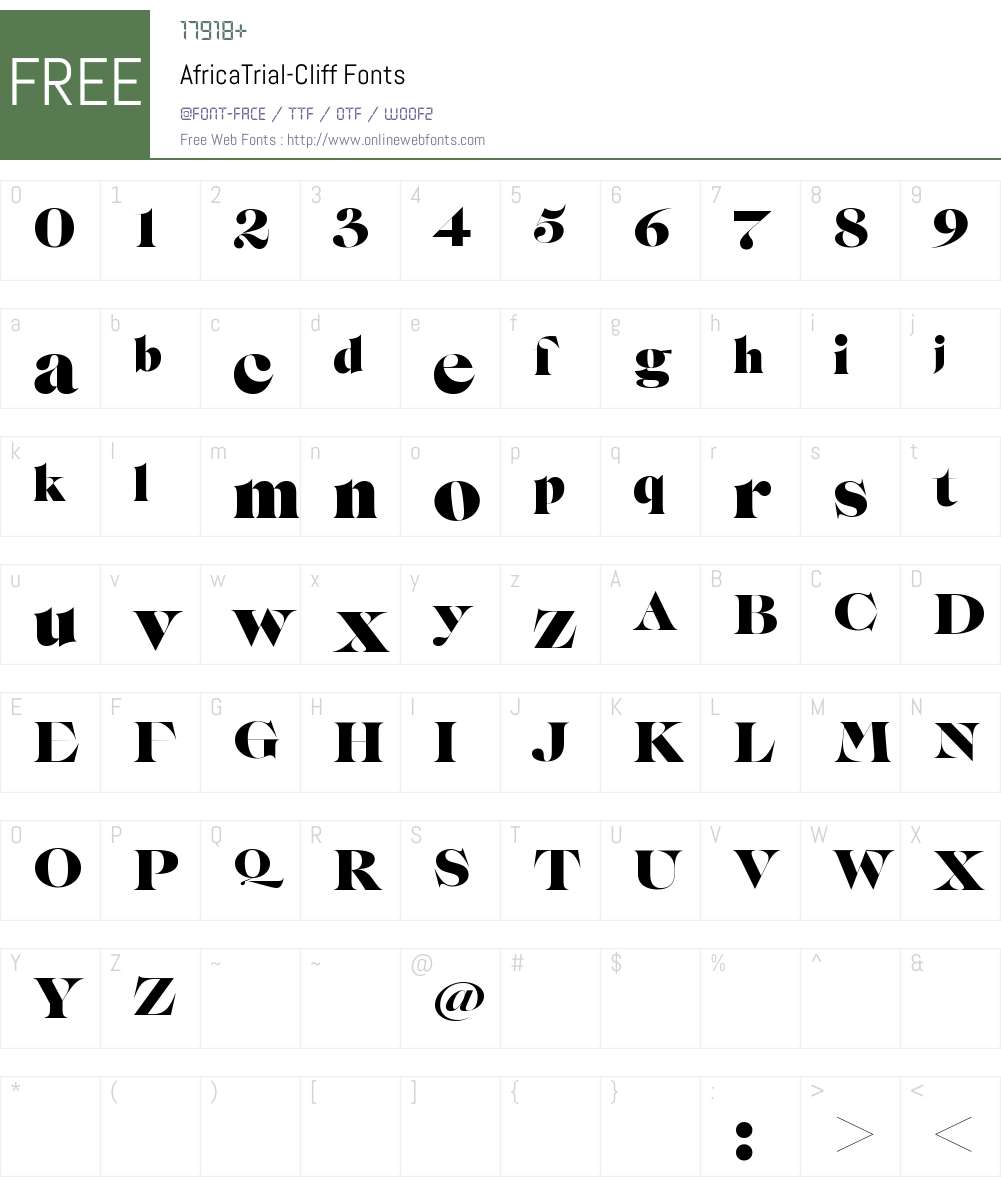 Africa Trial Cliff 2.001 Fonts Free Download - OnlineWebFonts.COM