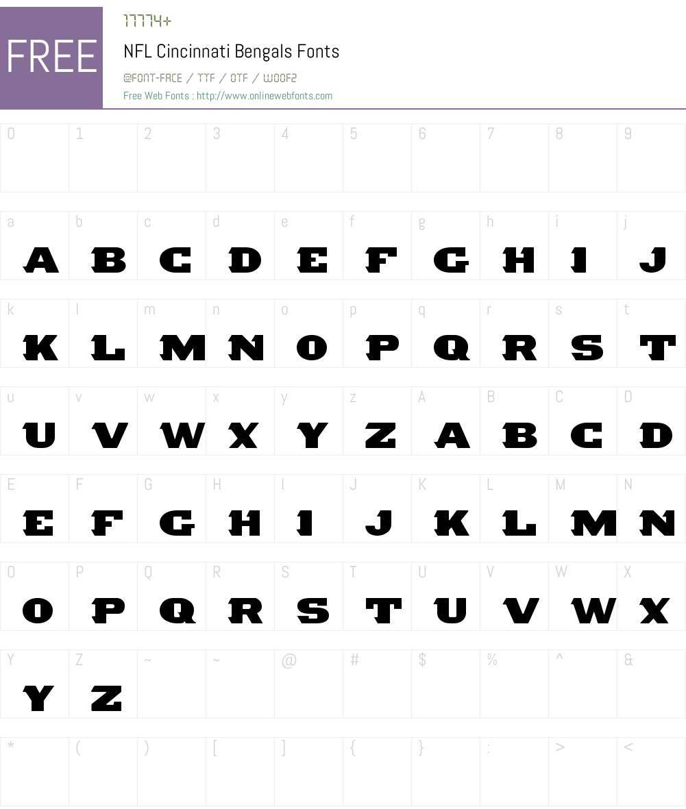 NFL Cincinnati Bengals 1.00 August 2, 2015, initial release Fonts Free ...
