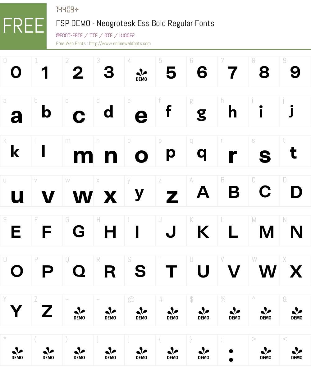 FSP DEMO - Neogrotesk Ess Bold 1.000;hotconv 1.0.109;makeotfexe 2.5. ...