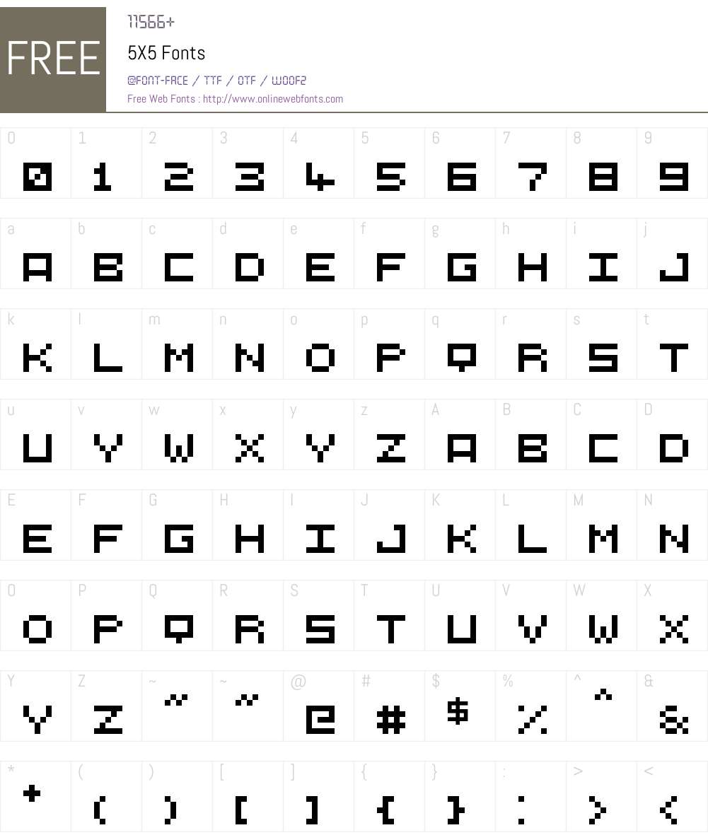 5X5 1.00 August 28, 2006, initial release Fonts Free Download ...