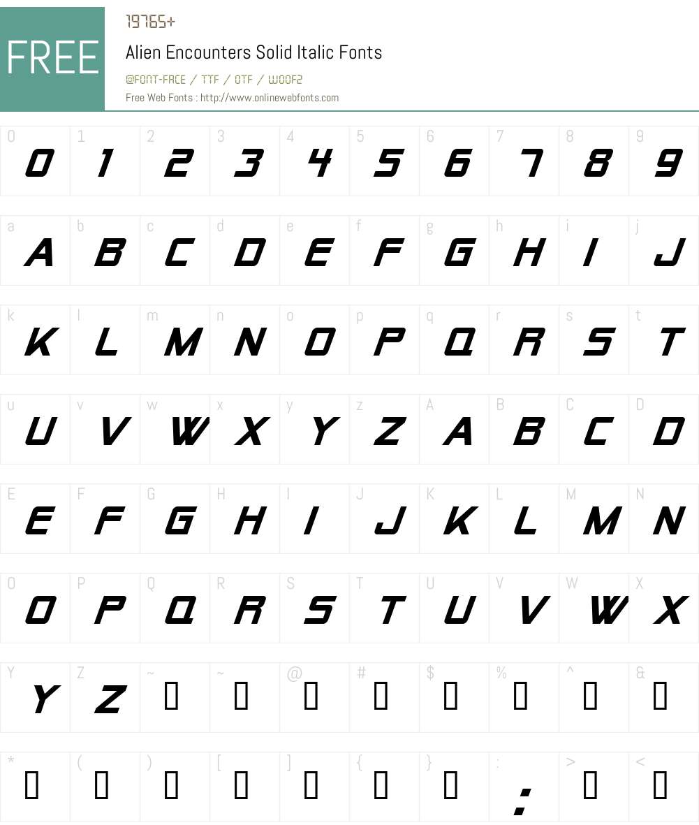 Alien Encounters Solid Italic V2 Macromedia Fontographer 4.1 3/28/99 ...