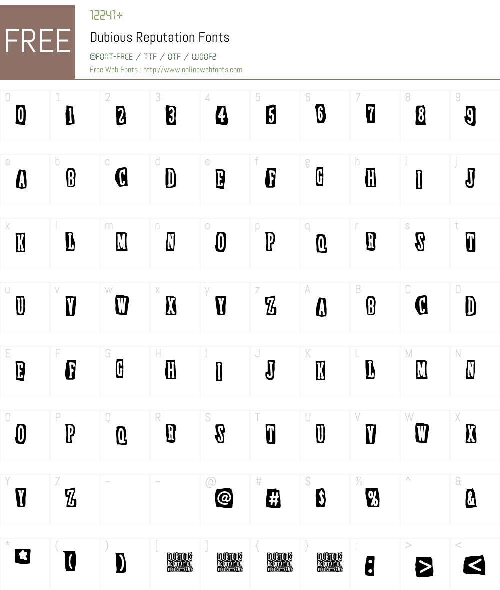 Dubious Reputation 1.00;April 2, 2018;FontCreator 11.0.0.2388 64-bit ...