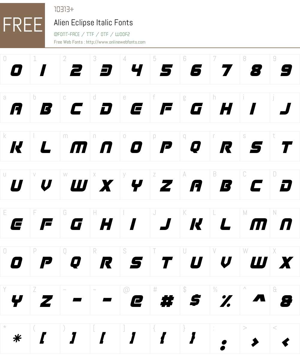 Alien Eclipse Italic 1.00;December 10, 2021;FontCreator 12.0.0.2567 64-bit Fonts Free Download ...
