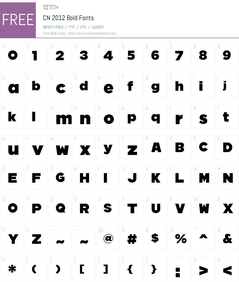 CN 2012 Bold 1.00 August 6, 2015, initial release Fonts Free Download ...