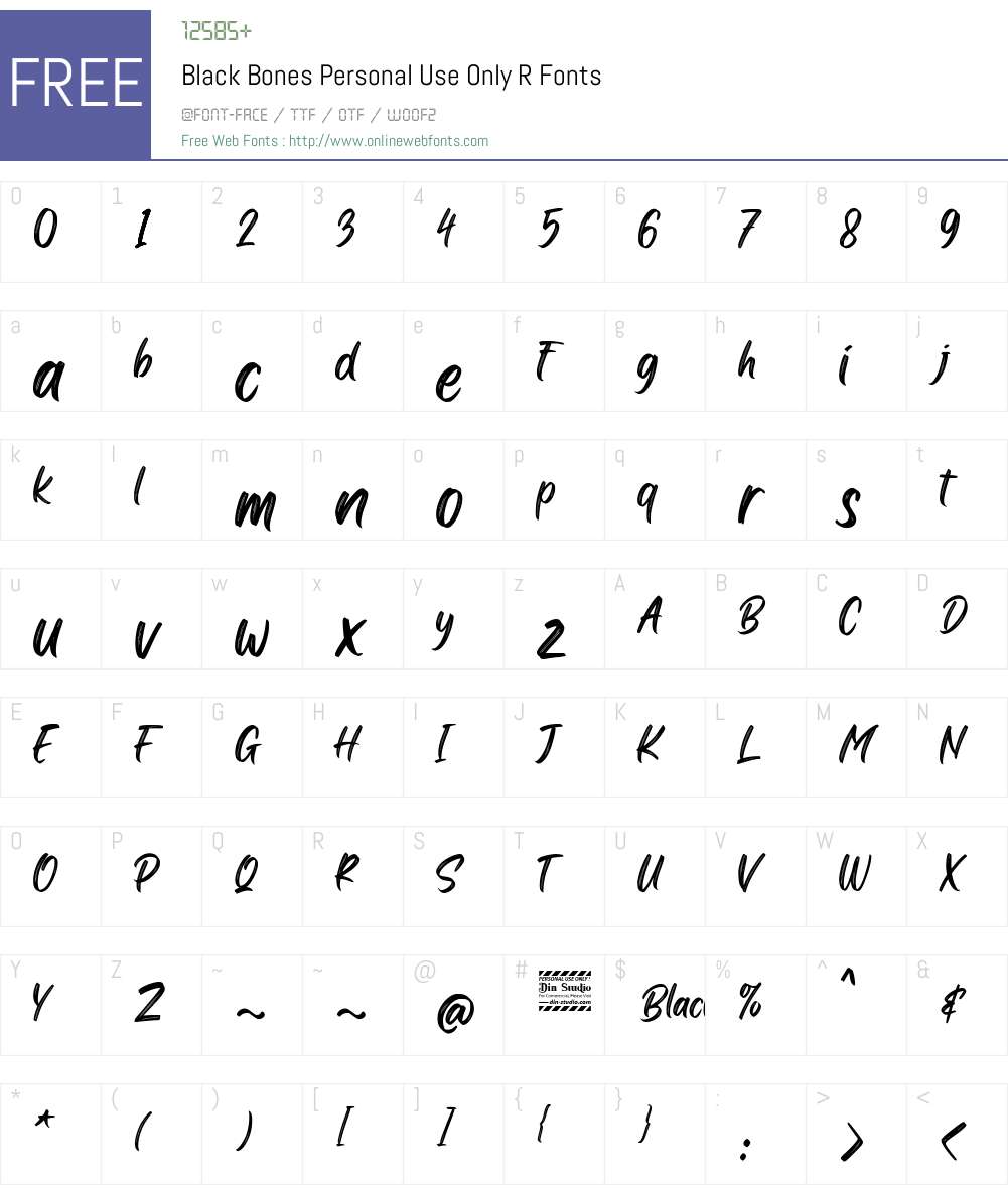 Black Bones Personal Use Only 1.000 Fonts Free Download ...