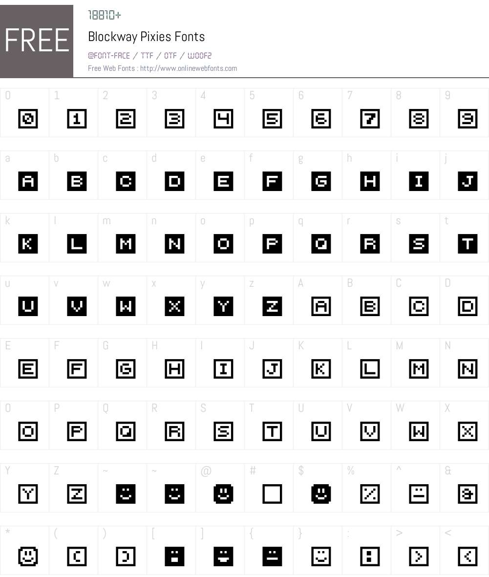 Blockway Pixies 001.000 Fonts Free Download - OnlineWebFonts.COM