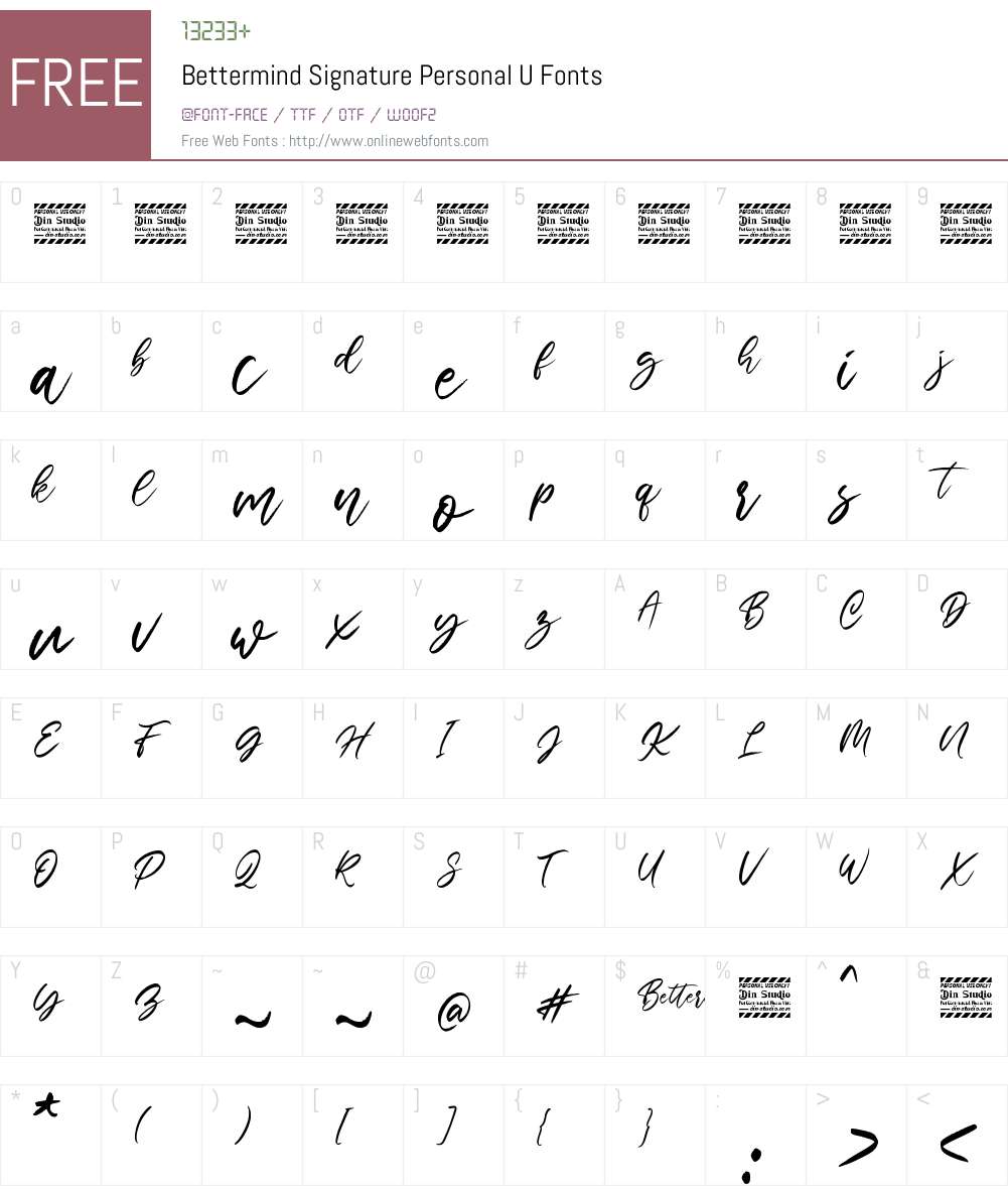 Bettermind Signature Personal U 1.00;September 7, 2020;FontCreator 12.0.0.2567 64-bit Fonts Free ...