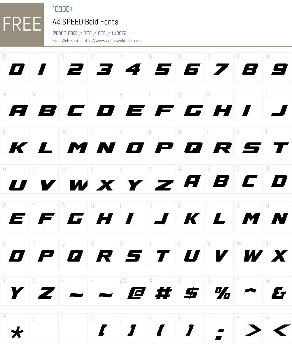 A4 SPEED 1 Fonts Free Download - OnlineWebFonts.COM
