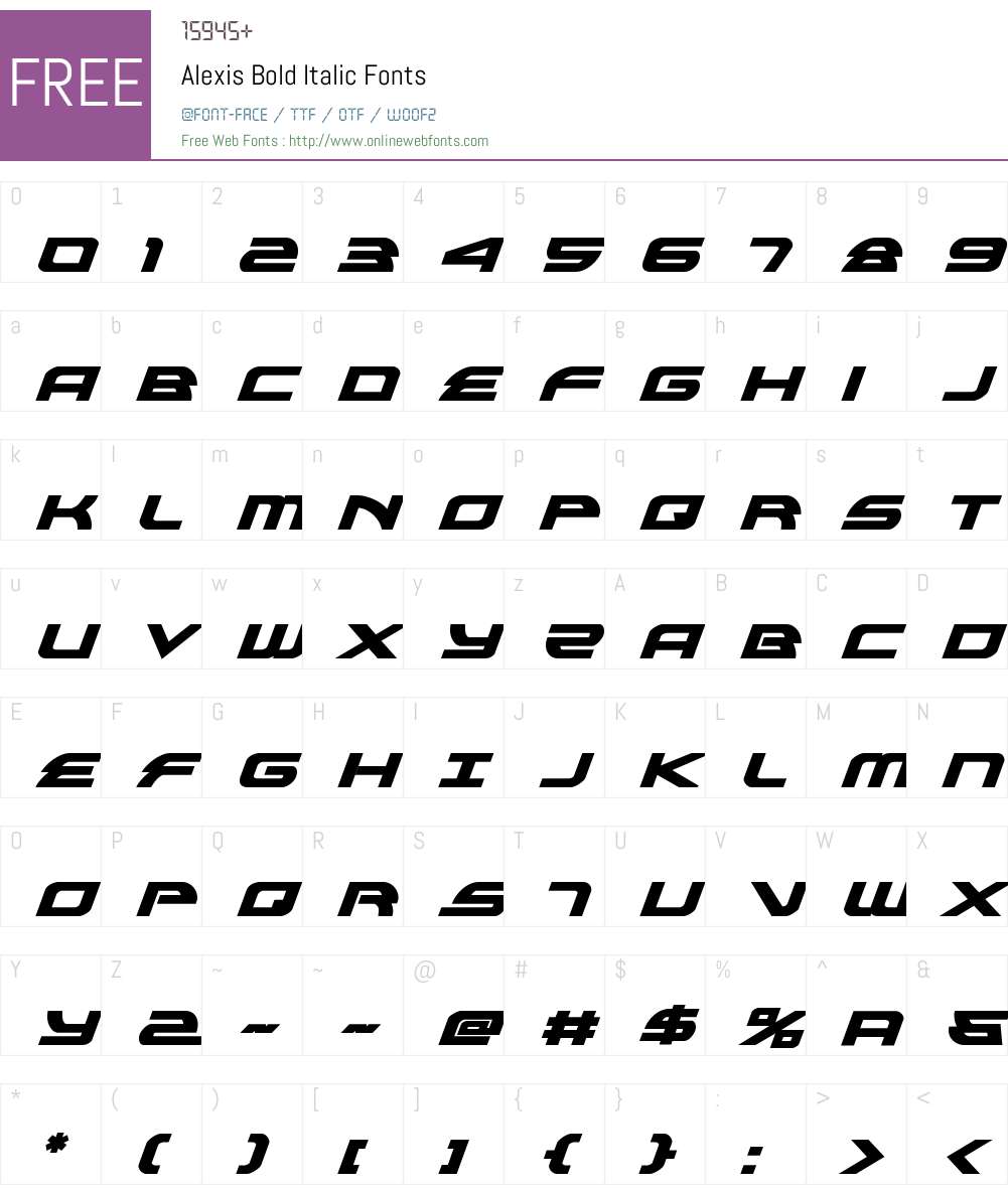 Alexis Bold Italic 3.1; 2013 Fonts Free Download - OnlineWebFonts.COM