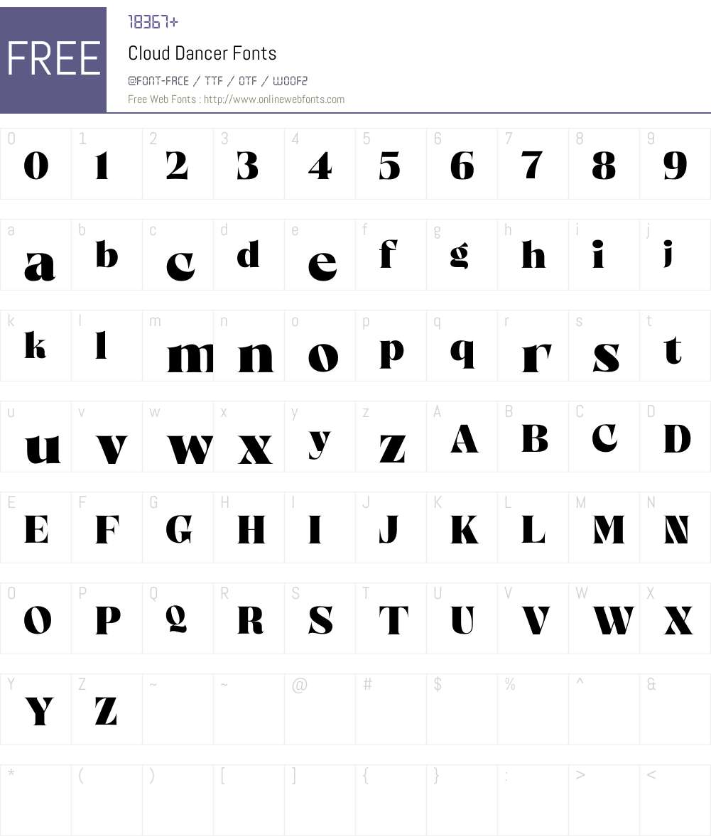 Cloud Dancer 1.00;July 18, 2022;FontCreator 13.0.0.2683 32-bit Fonts ...