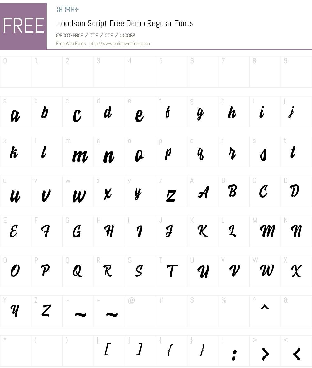 Hoodson Script Free Demo Regular 1.000;PS 001.001;hotconv 1.0.56 Fonts ...