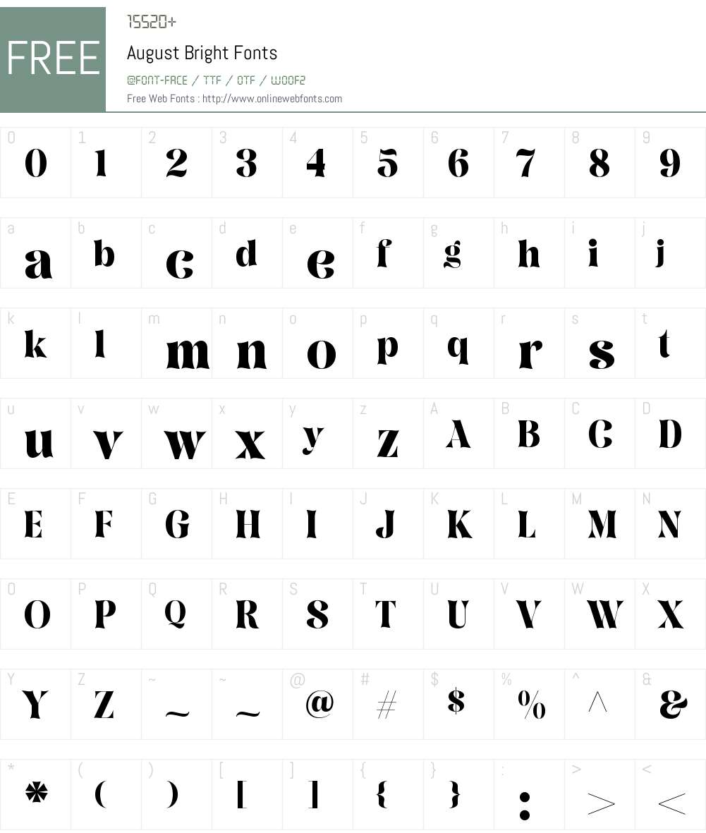 August Bright 1.00;August 5, 2023;FontCreator 13.0.0.2637 64-bit Fonts ...