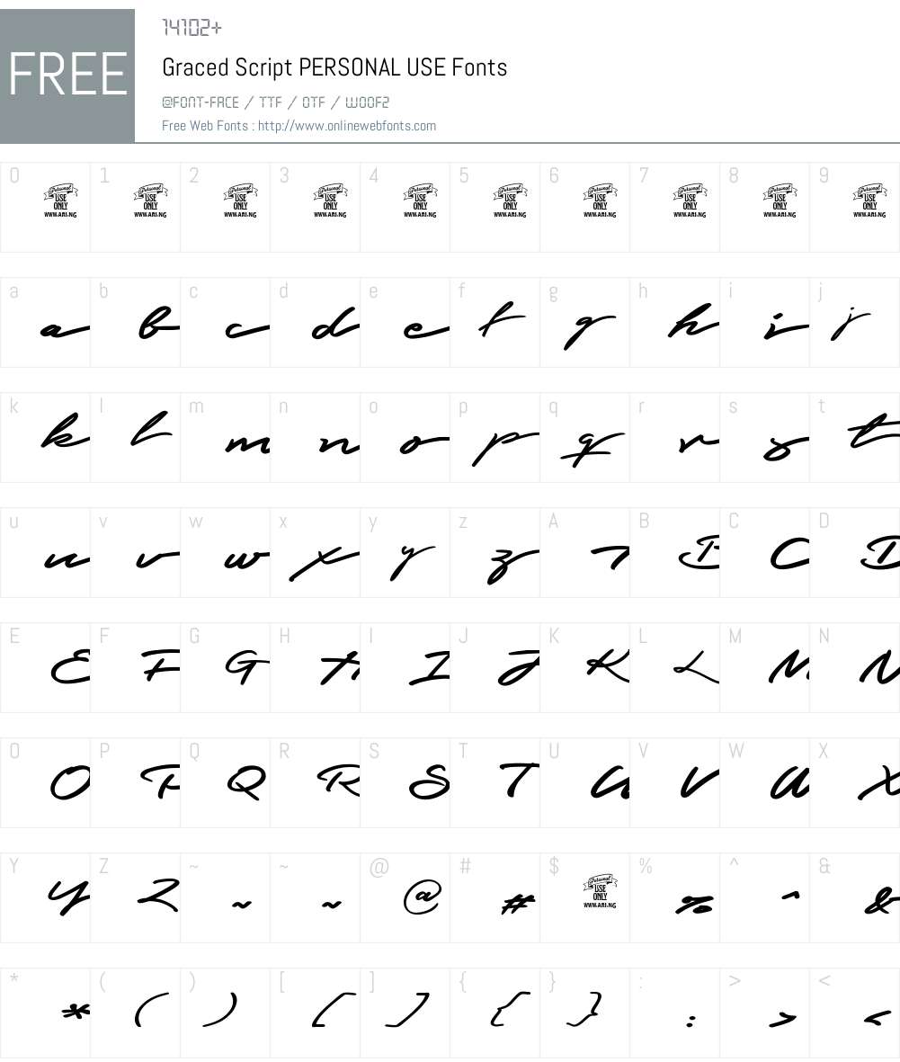 Graced Script PERSONAL USE 1.000 Fonts Free Download - OnlineWebFonts.COM