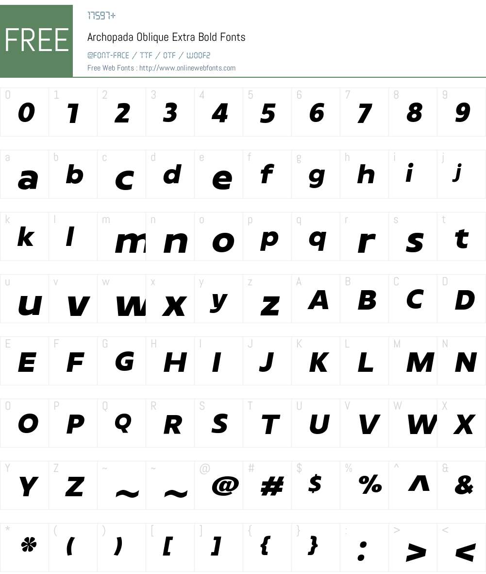 Archopada Oblique ExtBd 1.000 Fonts Free Download - OnlineWebFonts.COM