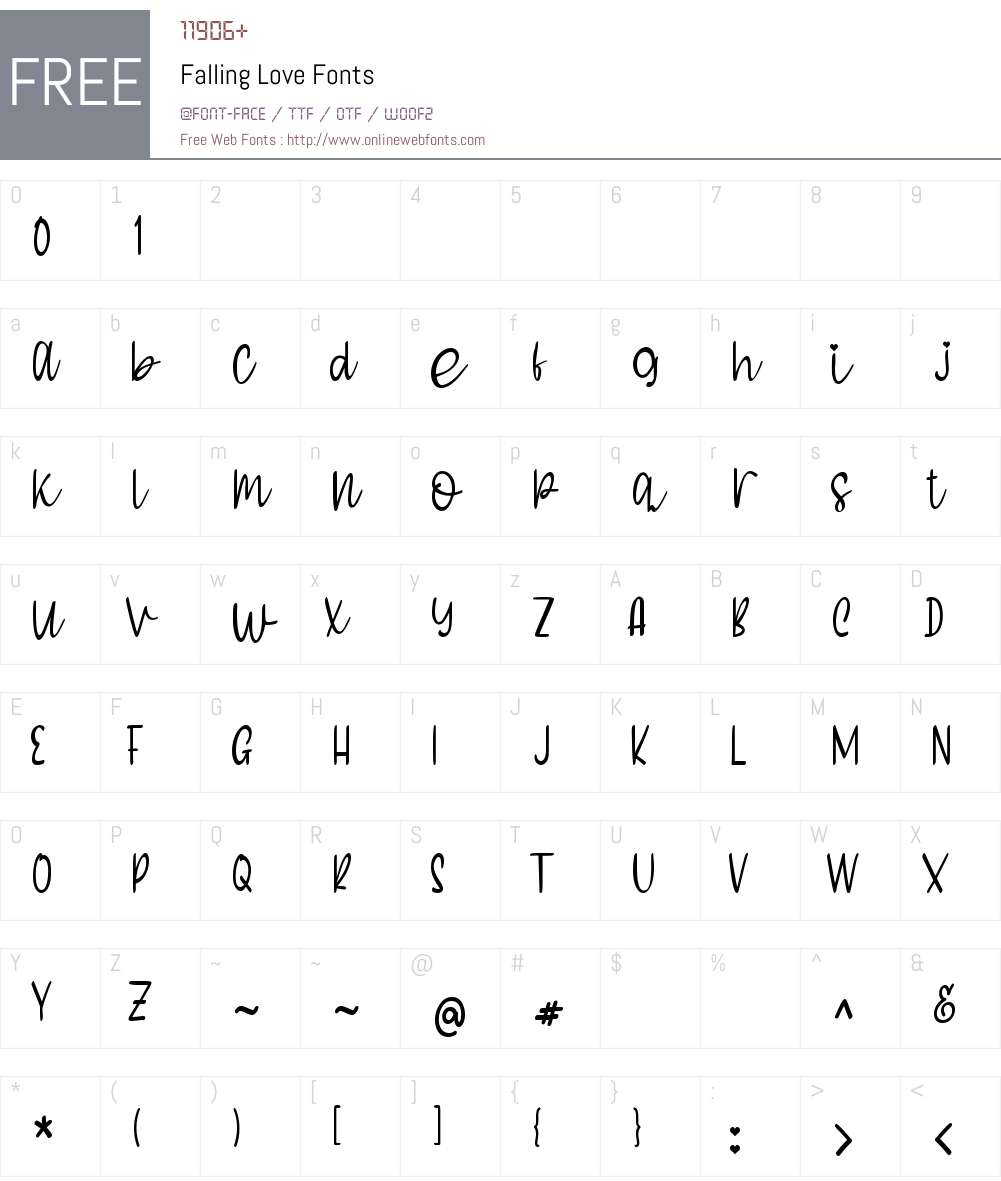 Falling Love 1.00;April 17, 2020;FontCreator 11.5.0.2430 64-bit Fonts ...