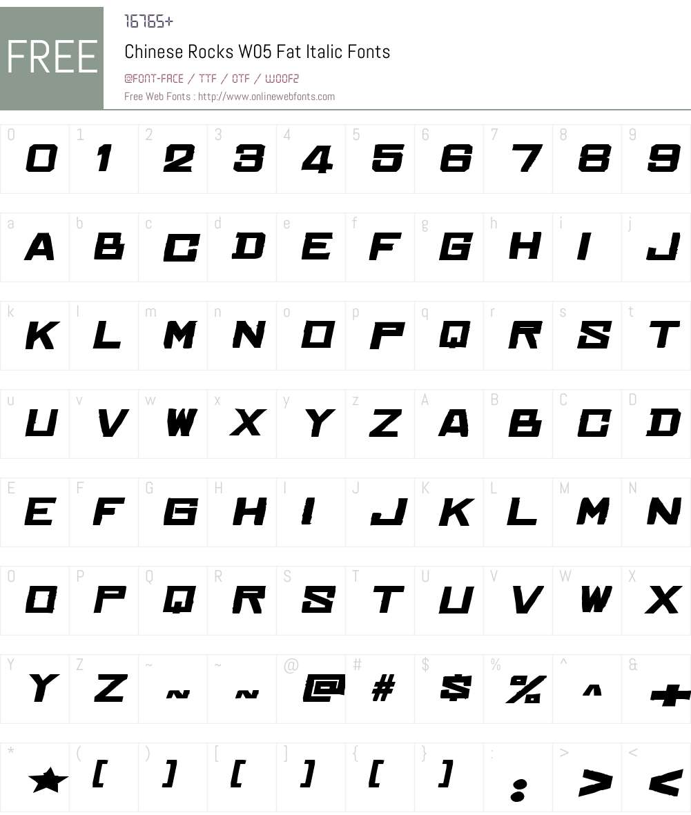 Chinese Rocks W05 Fat Italic 3.20 Fonts Free Download - OnlineWebFonts.COM