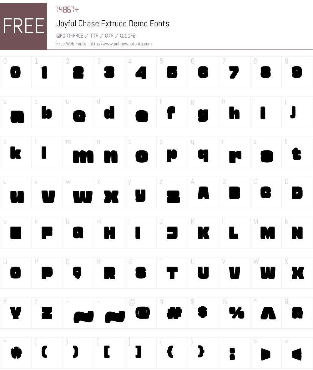 Joyful Chase Extrude Demo 1.000 Fonts Free Download - OnlineWebFonts.COM