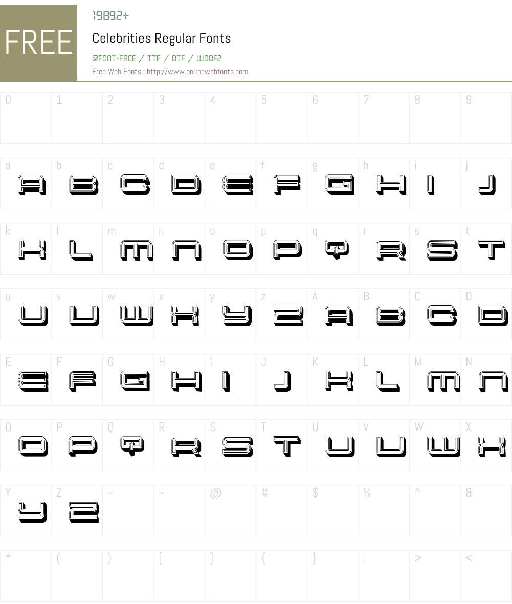 Celebrities 1.000 Fonts Free Download - OnlineWebFonts.COM