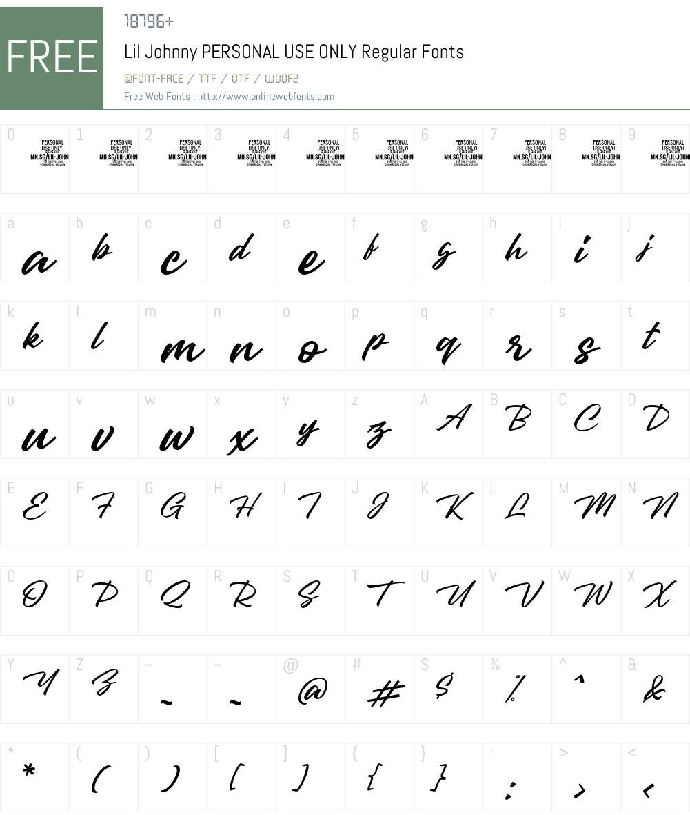 Lil Johnny PERSONAL USE ONLY 1.000;Glyphs 3.1.1 (3140) Fonts Free ...