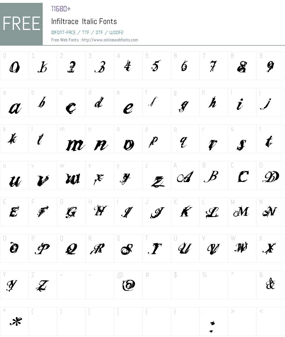 Infiltrace Italic V2 Macromedia Fontographer 4.1.4 17/4/01 Fonts Free ...