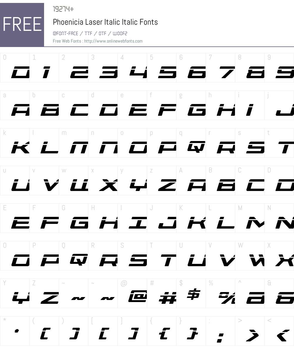 Phoenicia Laser Italic Italic 1.00 August 1, 2016, initial release ...