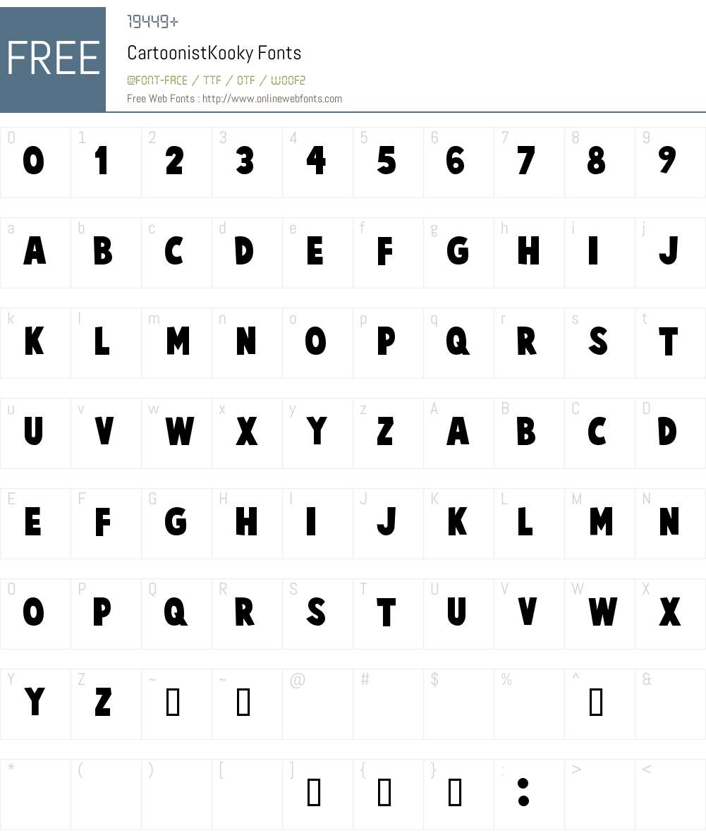 CartoonistKooky Macromedia Fontographer 4.1 9/9/2002 Fonts Free ...