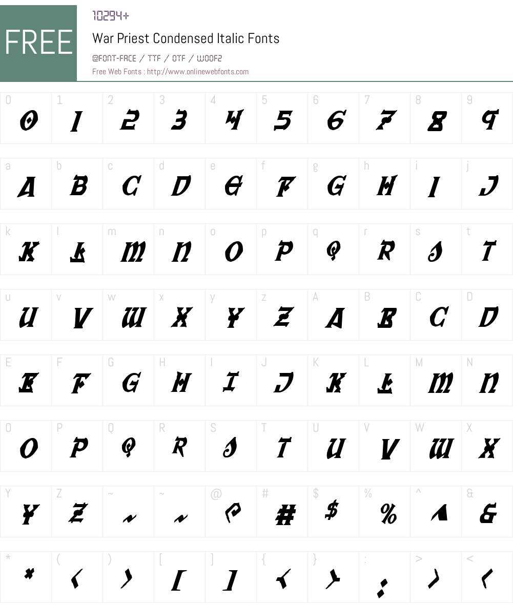 War Priest Condensed Italic 001.000 Fonts Free Download ...