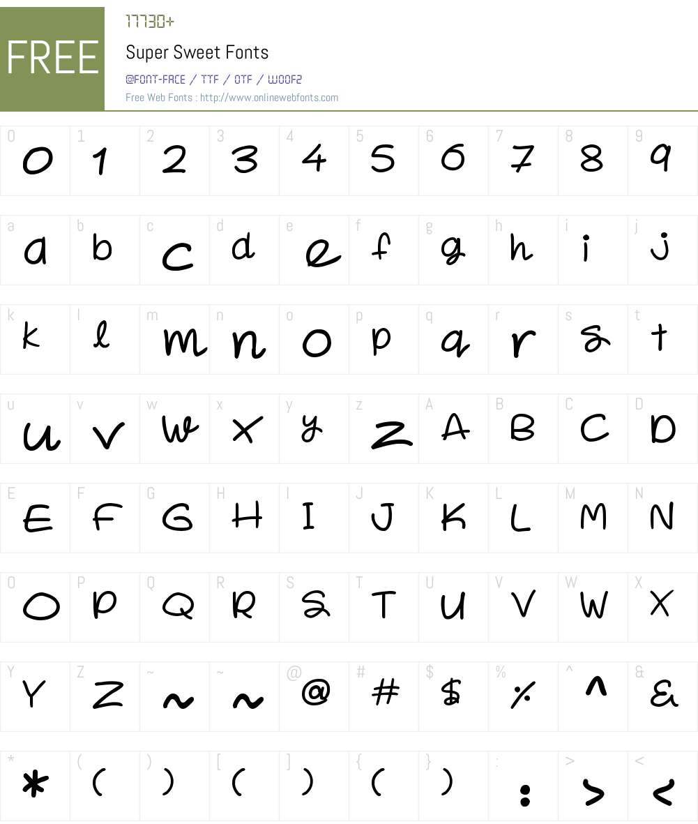 Super Sweet 1.00 March 14, 2018, initial release Fonts Free Download ...