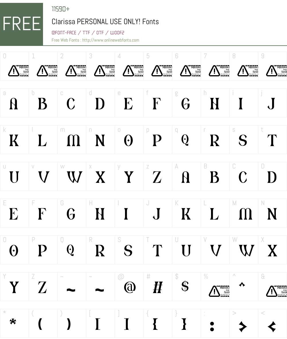 Clarissa PERSONAL USE ONLY! 1.00;April 5, 2024;FontCreator 12.0.0.2563 ...