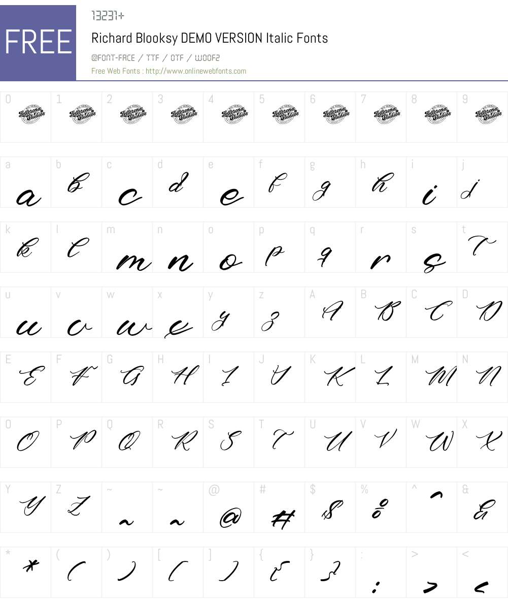Richard Blooksy DEMO VERSION 1.00;May 18, 2024;FontCreator 13.0.0.2683 ...