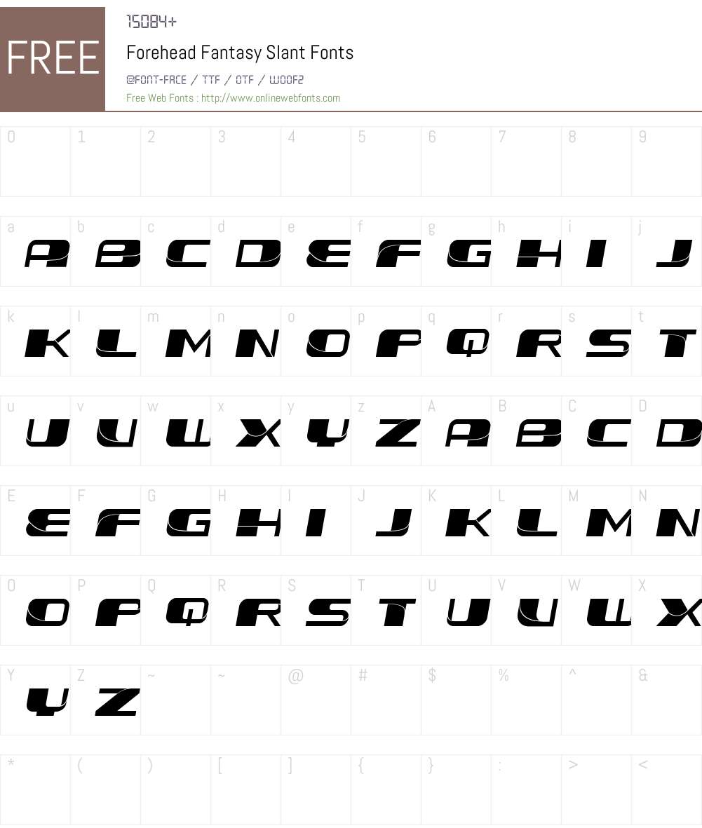 Forehead Fantasy Slant 1.000 Fonts Free Download - OnlineWebFonts.COM