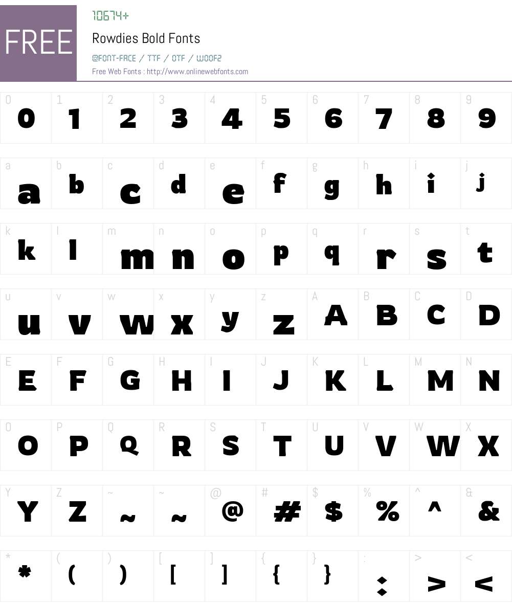 Rowdies Bold 1.000; ttfautohint (v1.8.3) Fonts Free Download ...