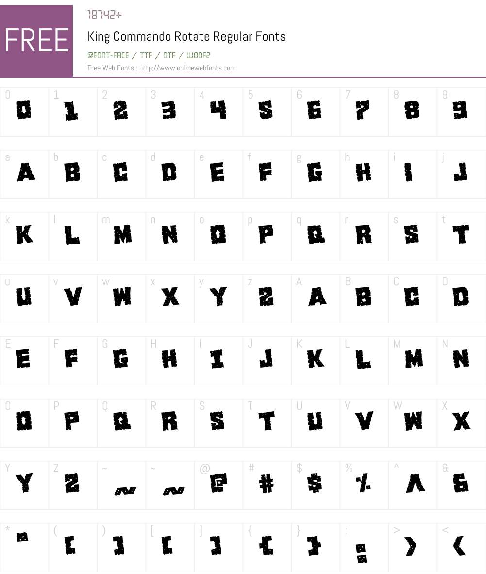King Commando Rotate Regular 001.000 Fonts Free Download - OnlineWebFonts.COM