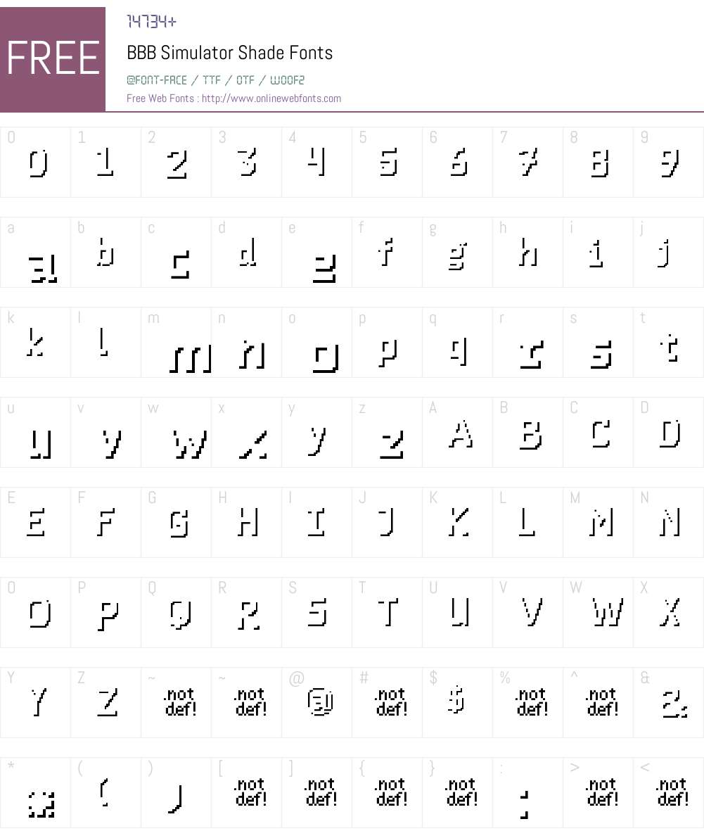 BBB Simulator Shade 0.000 Fonts Free Download - OnlineWebFonts.COM